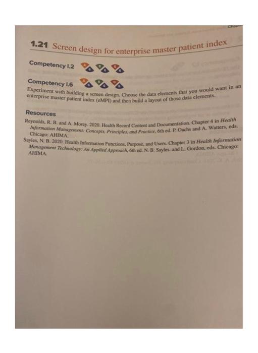 1.21 Screen design for enterprise master patient | Chegg.com