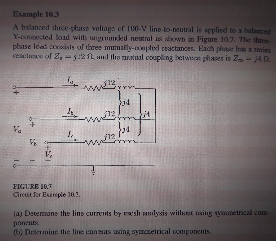 Solved Example 10.3A balanced three-phase voltage of 100-V | Chegg.com