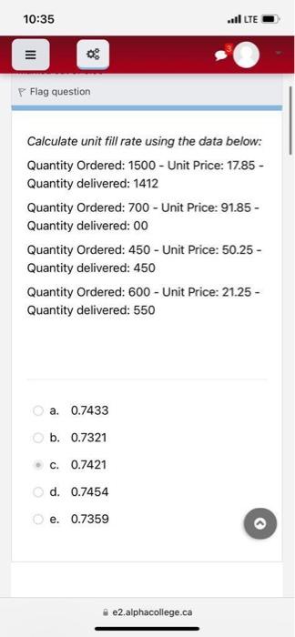 Solved Calculate unit fill rate using the data below: | Chegg.com