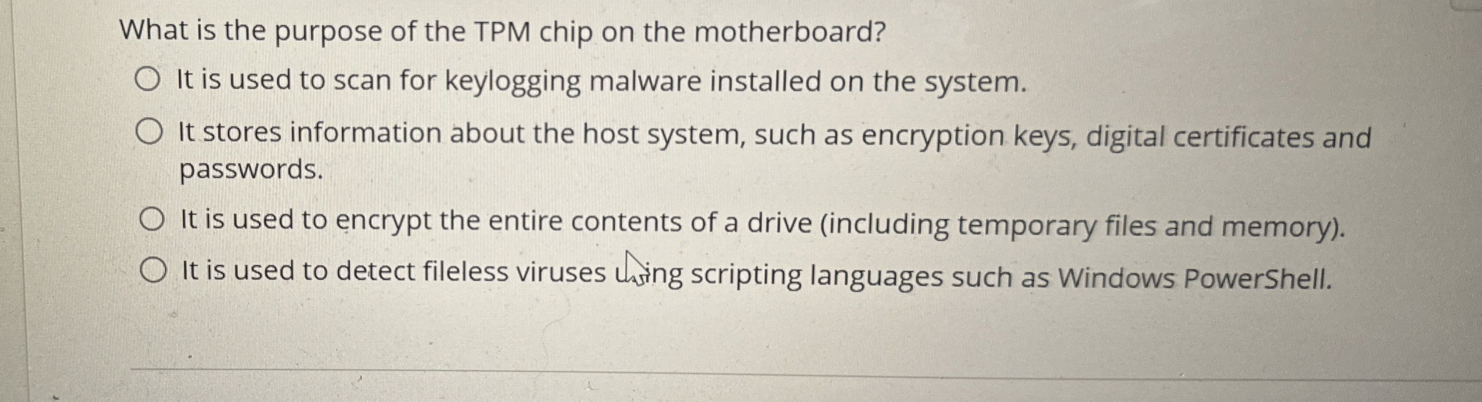 Solved What is the purpose of the TPM chip on the | Chegg.com