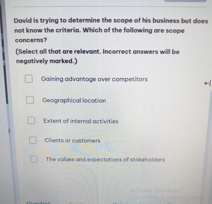 Solved David is trying to determine the scope of his | Chegg.com