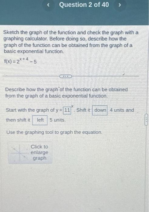Solved Question 2 of 40 Sketch the graph of the function and | Chegg.com