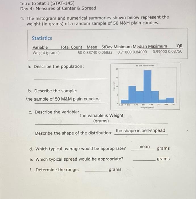 Solved the histogram and numerical summaries shown below | Chegg.com