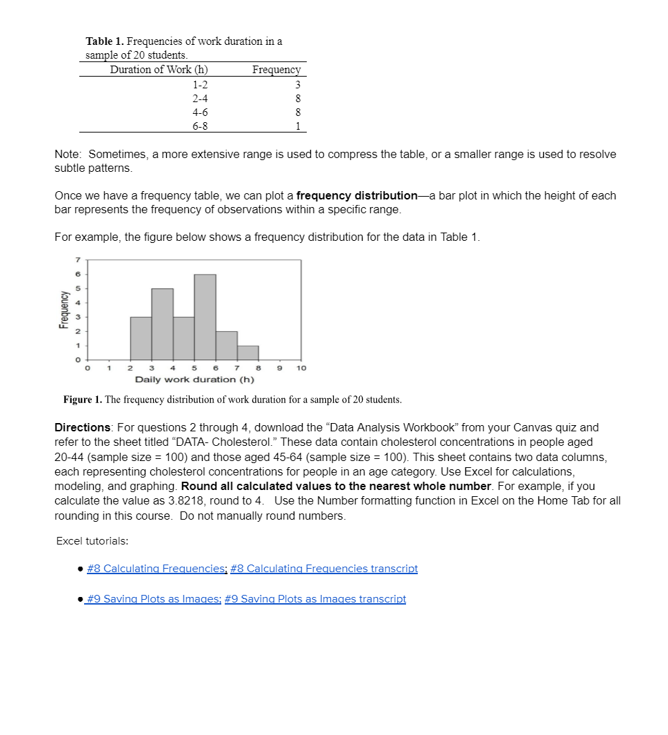 Table 1. ﻿Frequencies of work duration in asample of | Chegg.com