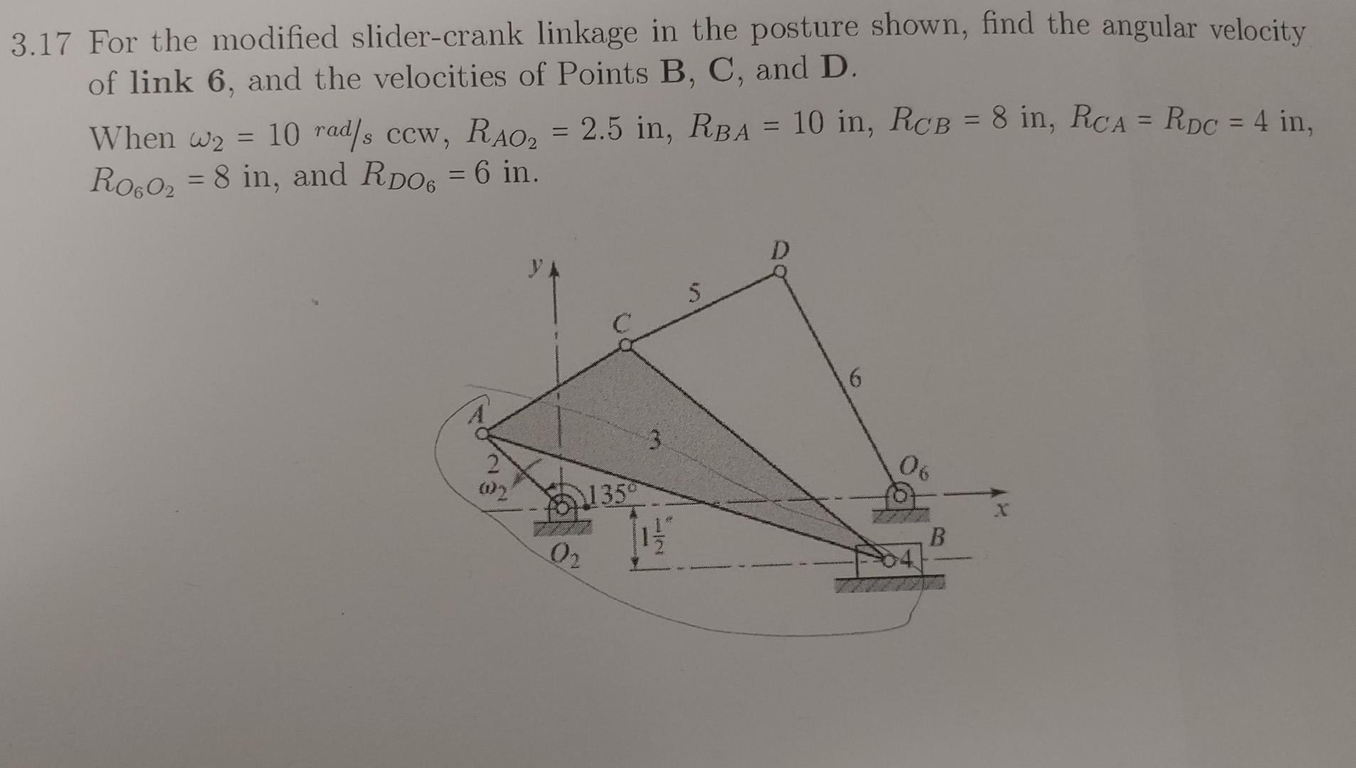Solved 17 For the modified slider-crank linkage in the | Chegg.com
