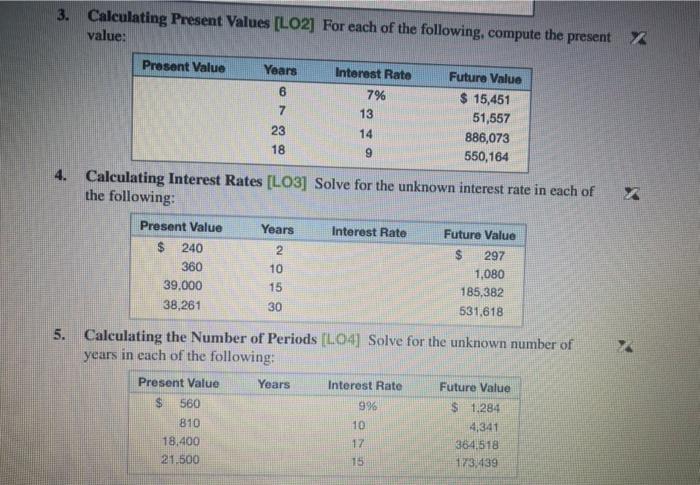 Solved 3. Calculating Present Values [LO2] For each of the | Chegg.com