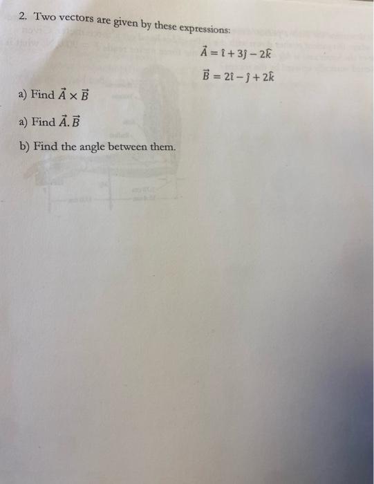 Solved 2. Two vectors are given by these expressions: | Chegg.com
