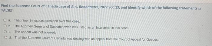 Solved Find the Supreme Court of Canada case of R. v. | Chegg.com