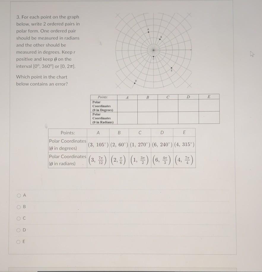 Solved 3. For each point on the graph below. write 2 ordered | Chegg.com