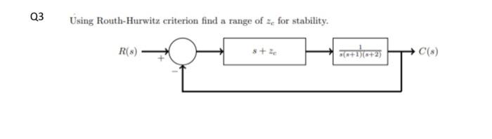 Solved 3 Using Routh-Hurwitz criterion find a range of zc | Chegg.com