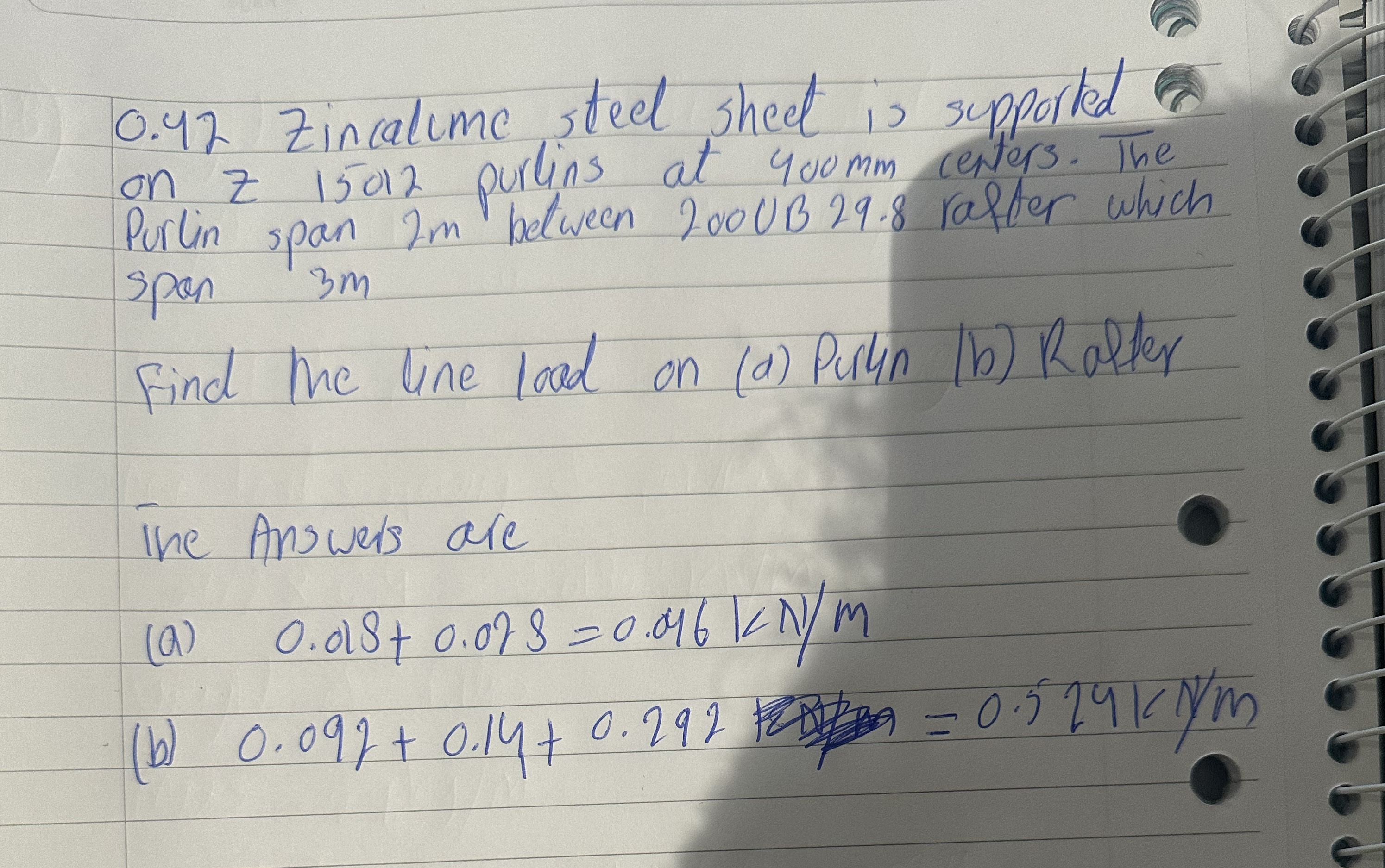 Solved 0.42 ﻿Zincalume steel sheet is supportedon z15012 | Chegg.com