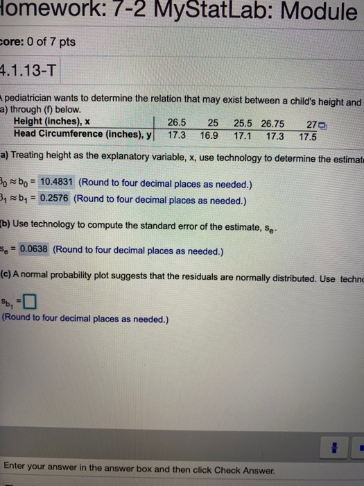 Solved Homework: 7-2 MyStatLab: Module core: 0 of 7 pts | Chegg.com