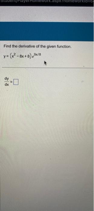 Solved Find the derivative of the given function. | Chegg.com