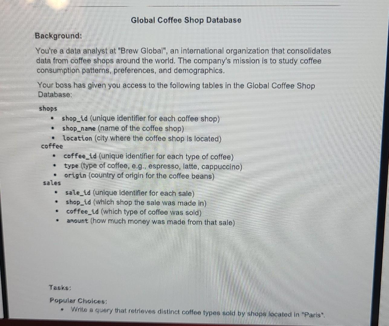 Solved ← ㅁ. Server: localhost » 0 Database:A03_Cofiee 2 E | Chegg.com