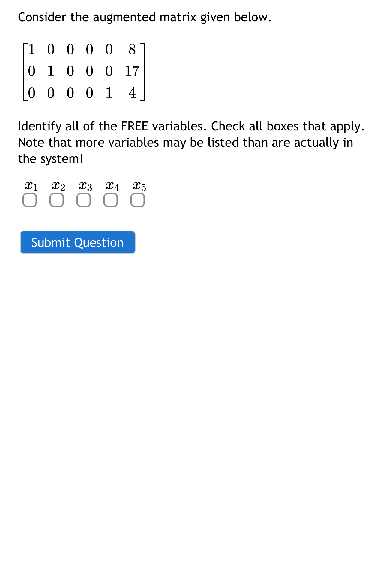 Solved Consider the augmented matrix given | Chegg.com