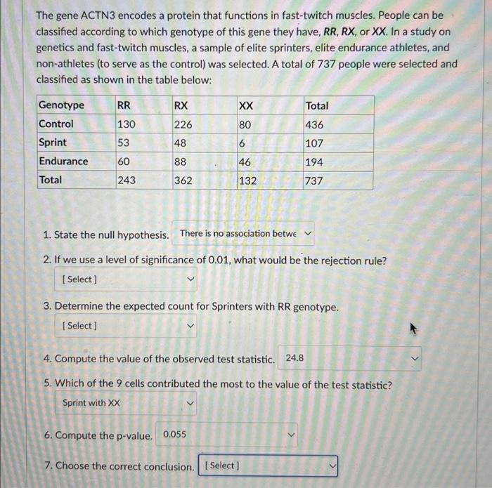 Solved The gene ACTN3 encodes a protein that functions in | Chegg.com