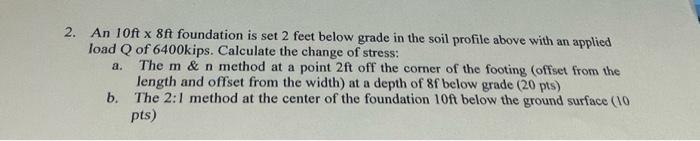 2. An 10ft×8ft foundation is set 2 feet below grade | Chegg.com