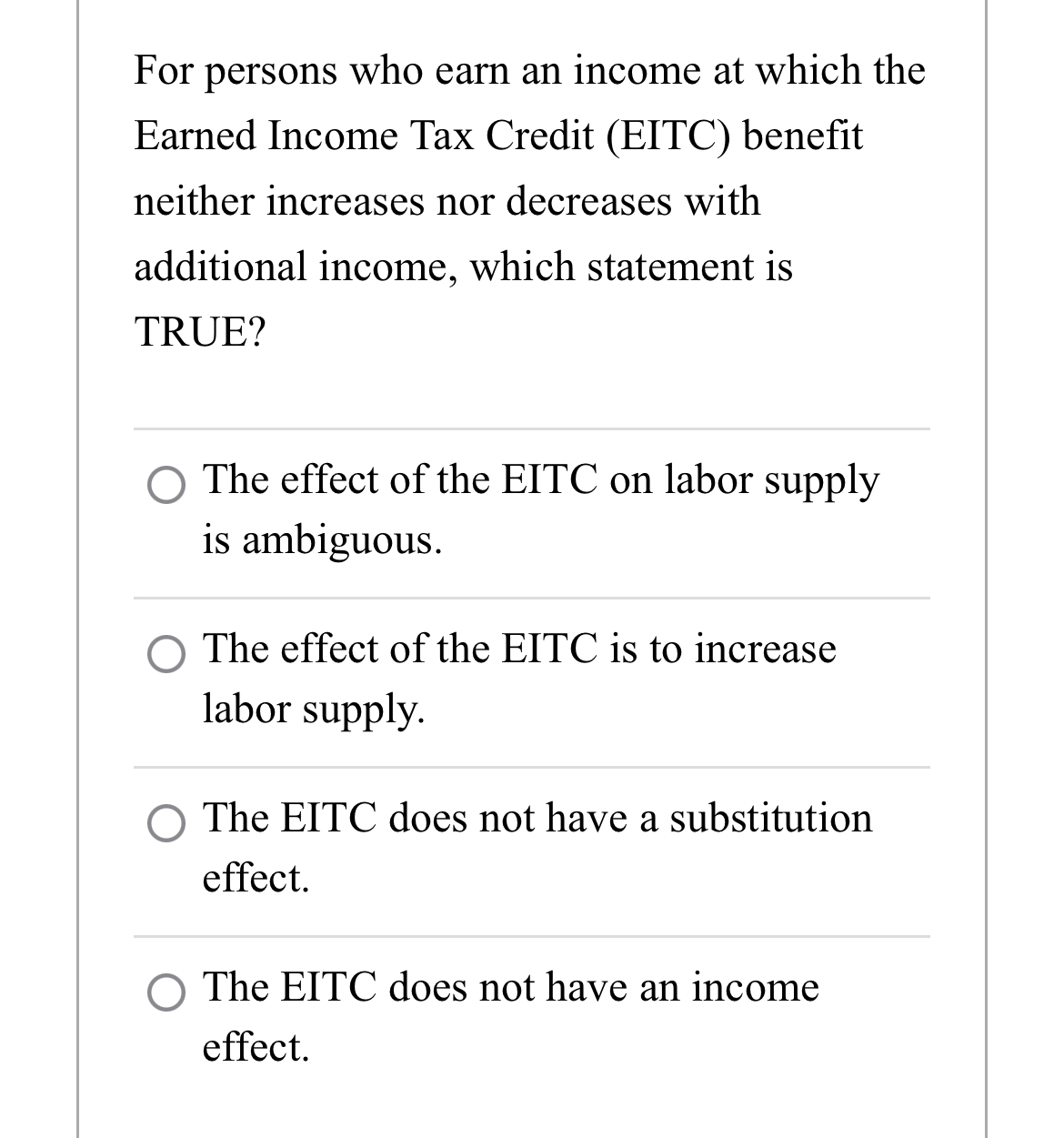 Solved For persons who earn an income at which the Earned | Chegg.com