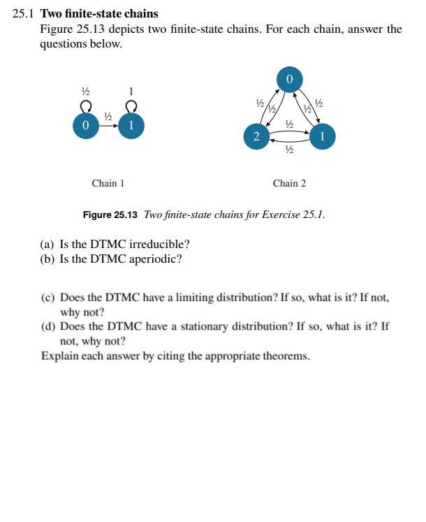 Solved 25.1 ﻿Two finite-state chainsFigure 25.13 ﻿depicts | Chegg.com