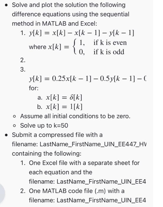 Solved Solve and plot the solution the following difference | Chegg.com