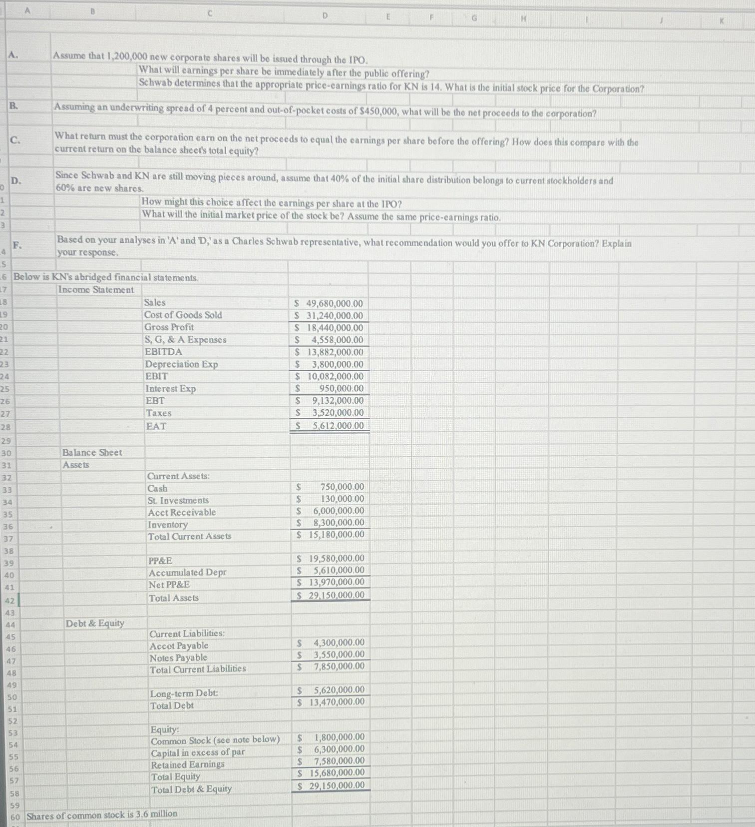Answer using excel solutions. | Chegg.com