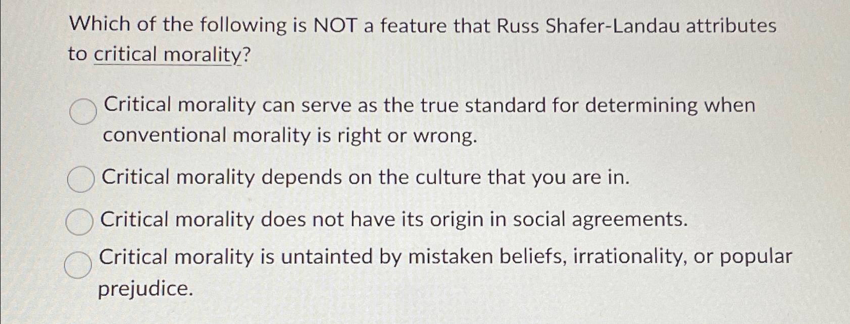 Solved Which of the following is NOT a feature that Russ | Chegg.com