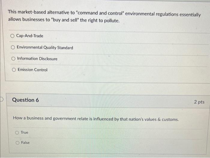 Solved This market-based alternative to "command and | Chegg.com