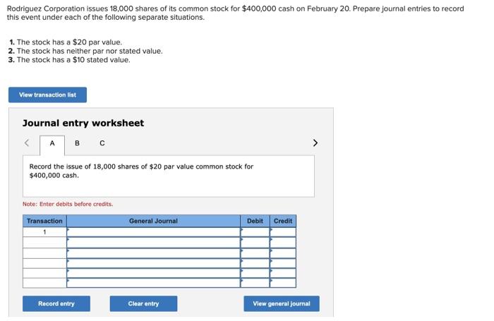 Solved View transaction list Journal entry worksheet