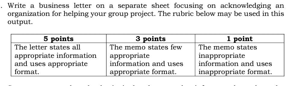Solved · Write a business letter on a separate sheet | Chegg.com