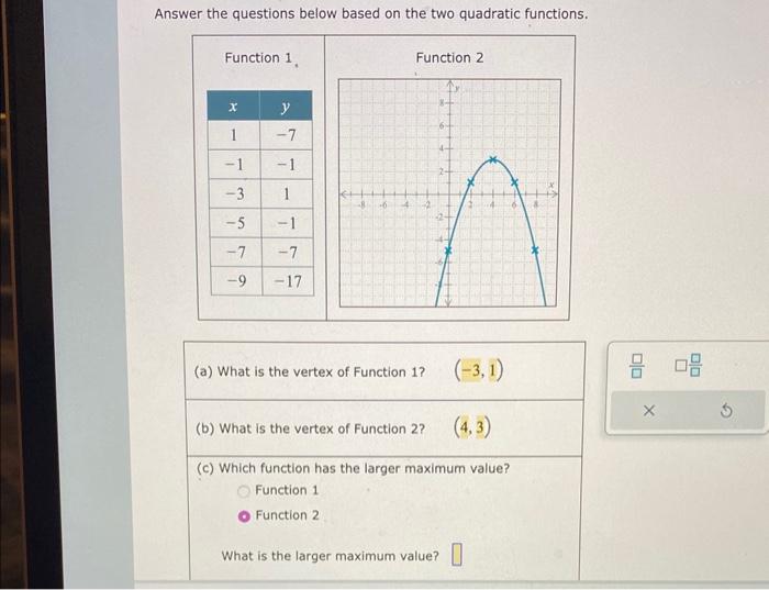 Solved Answer the questions below based on the two quadratic | Chegg.com