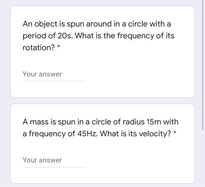 Solved An object is spun around in a circle with a period of | Chegg.com