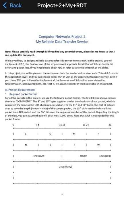 In this project, you will implement rdt3.0, the final | Chegg.com