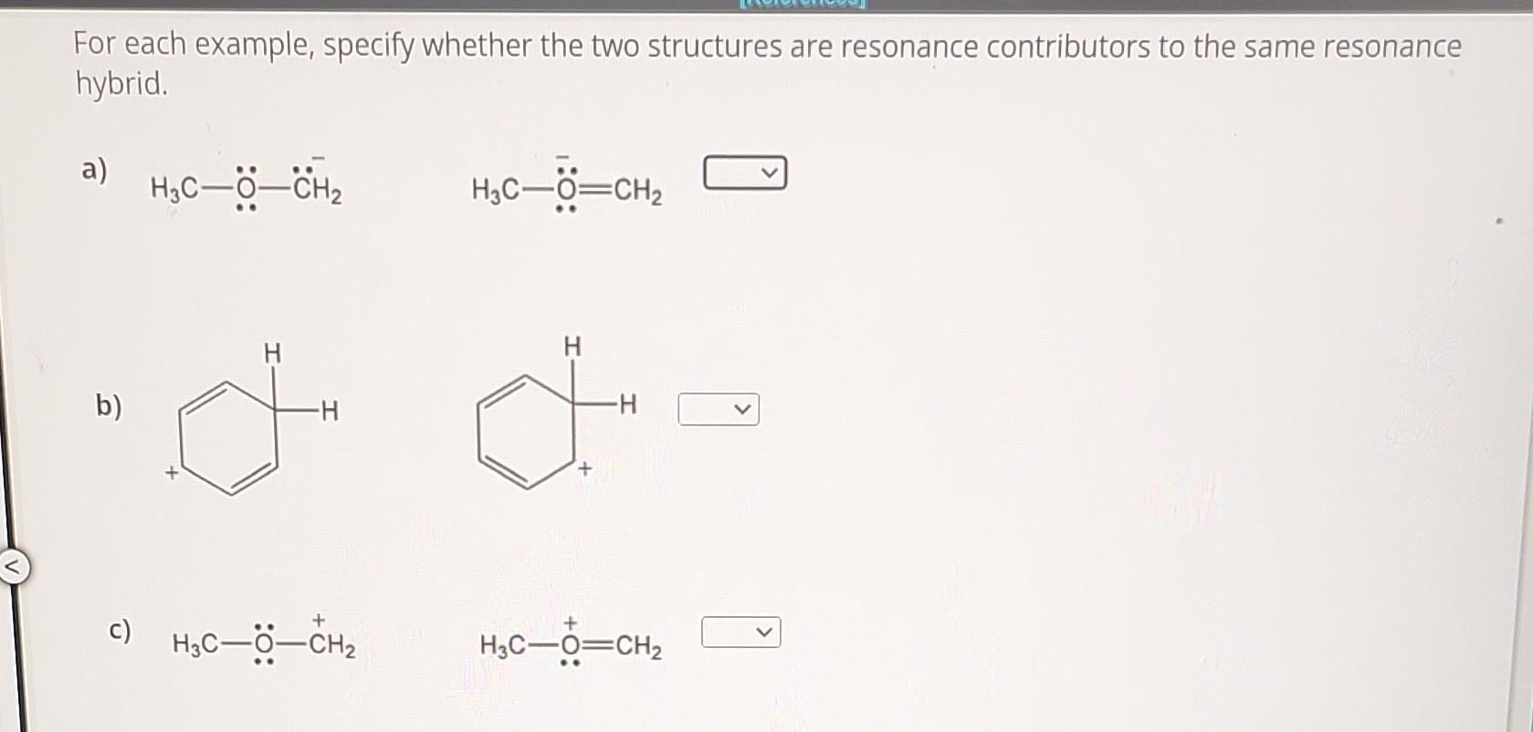 Solved For each example, specify whether the two structures | Chegg.com