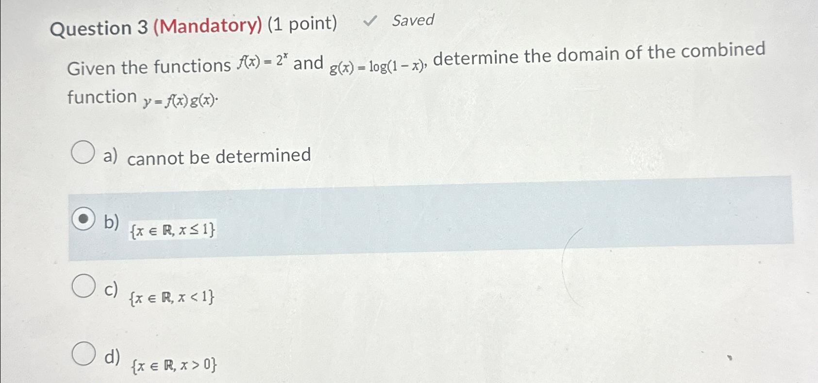 Solved Question 3 (Mandatory) (1 ﻿point) ﻿SavedGiven the | Chegg.com