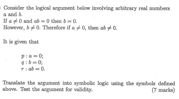 Solved Consider the logical argument below involving | Chegg.com