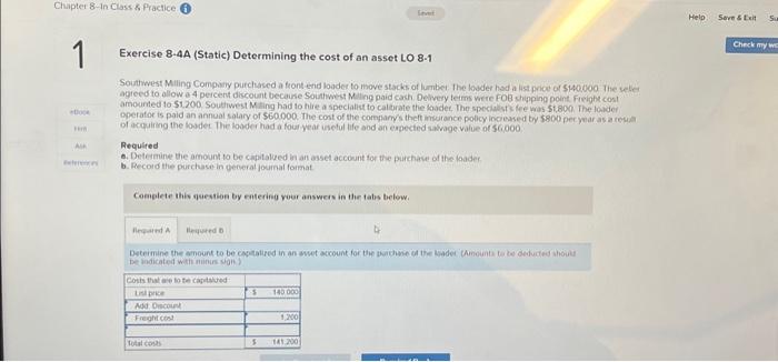 Solved Exercise 8-4A (Static) Determining the cost of an | Chegg.com
