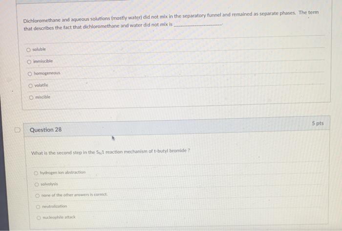 Solved Dichloromethane and aqueous solutions (mostly water) | Chegg.com