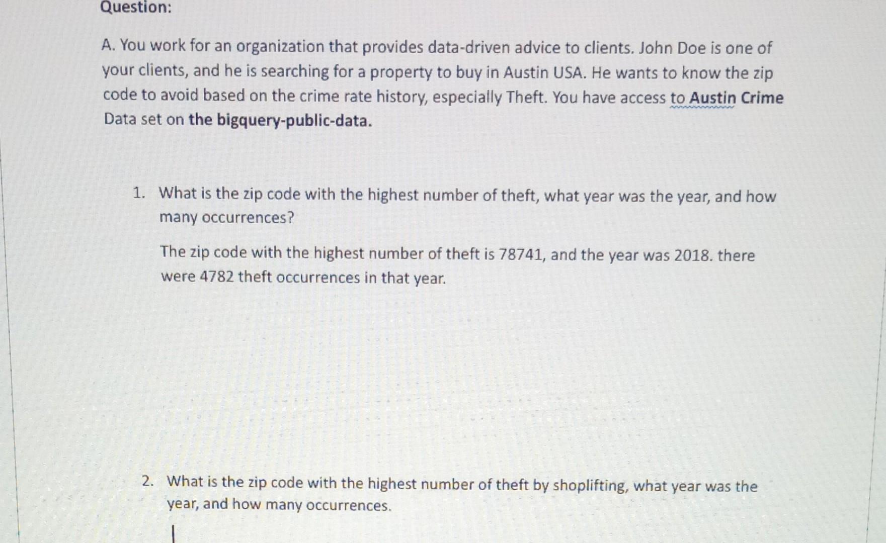 Solved B. After you submitted your report, the client asked | Chegg.com