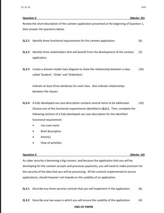 Solved Question 2 [Marks: 35] Review the short description | Chegg.com