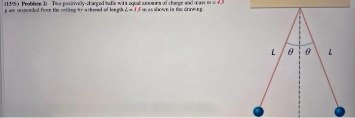 Solved (13\%) Problem 2: Two positively-charged balls with | Chegg.com