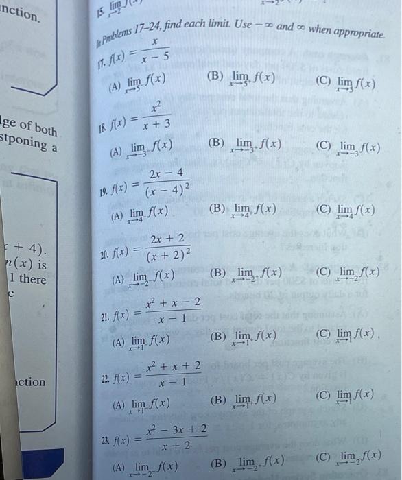 Solved F X X−5x A Limx→5f X B Limx→5 F X C