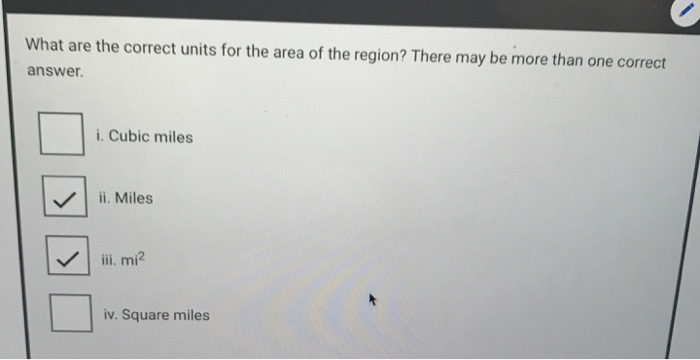 Solved What are the correct units for the area of the | Chegg.com