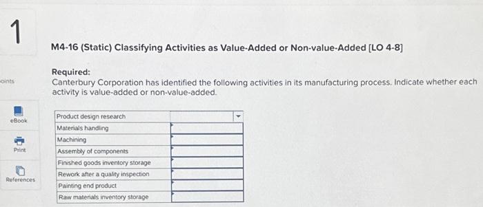 Solved 1 points eBook Print References M4-16 (Static) | Chegg.com