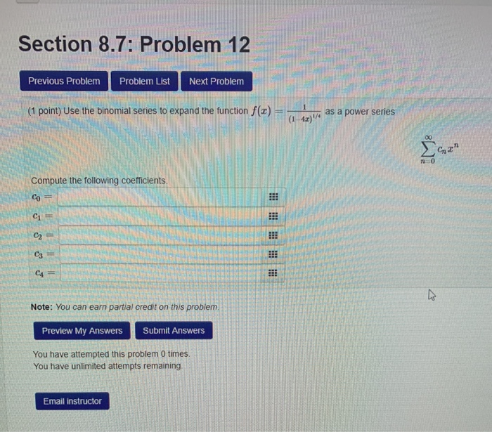 Solved Section 8.7: Problem 12 Previous Problem Problem List | Chegg.com