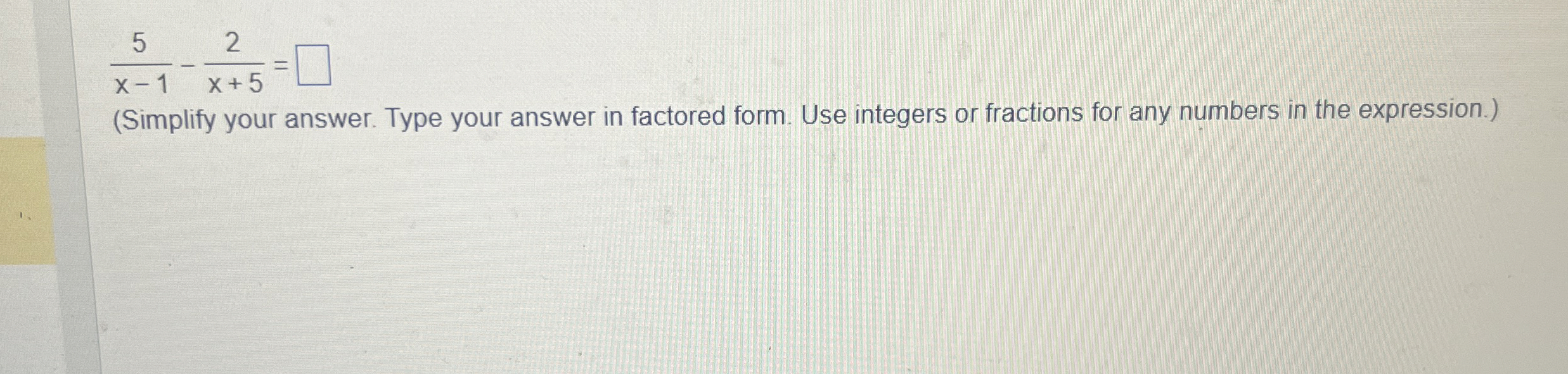 Solved 5x-1-2x+5=(Simplify your answer. Type your answer in | Chegg.com