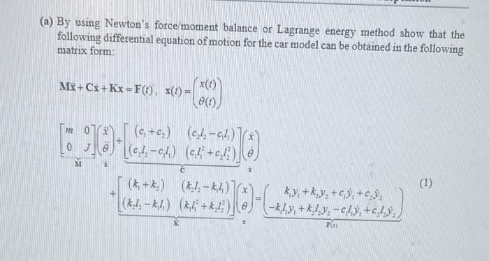 Solved Consider the design and analysis of the car | Chegg.com