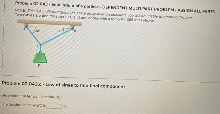 Solved Problem 02.043 - Equilibrium of a particle - | Chegg.com