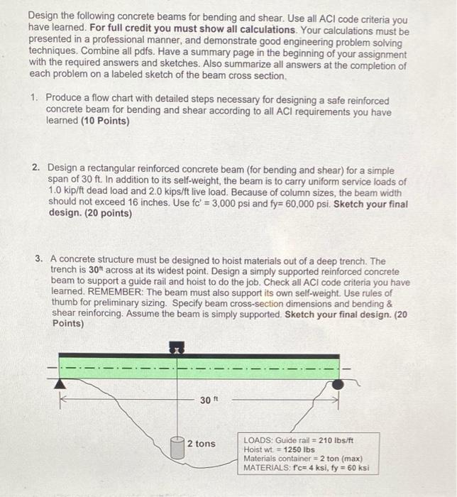 Solved Design the following concrete beams for bending and | Chegg.com