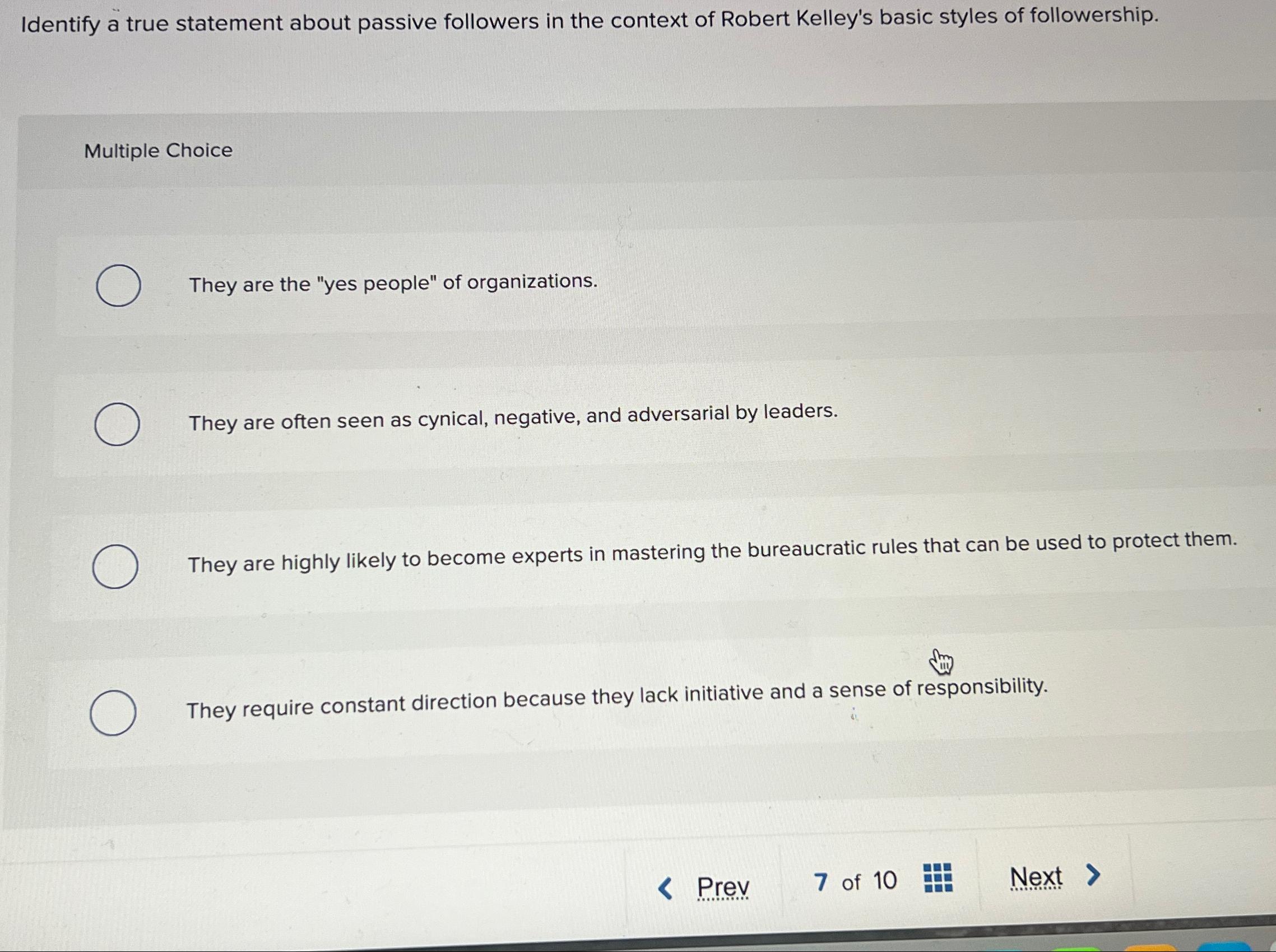 Solved Identify a true statement about passive followers in | Chegg.com