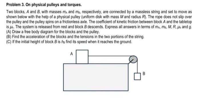 Solved Two blocks, A and B, with masses ma and ms, | Chegg.com